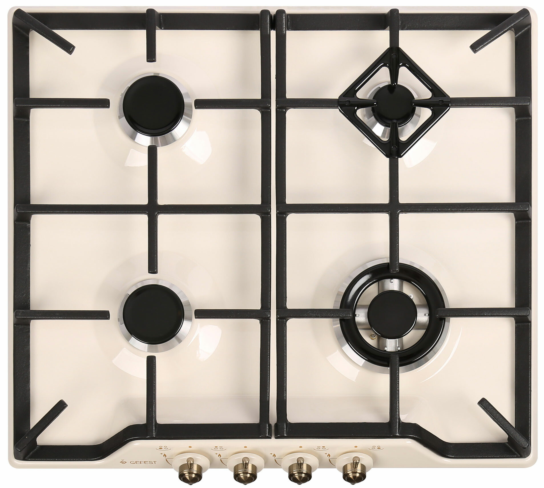 Газовая варочная панель Gefest ПВГ 1212-02 К55 59 см, 4 конфорки электроподжиг газконтроль, кремовый