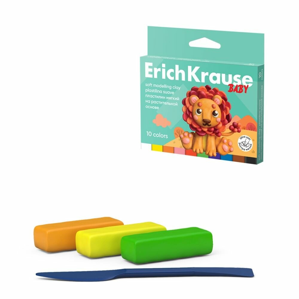 Пластилин Erich Krause "Baby", мягкий, с Алоэ Вера, 10 цветов, 150 г (61321)