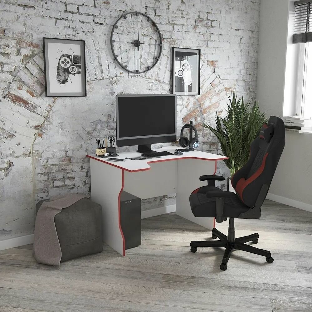 Вардиг K2 стол компьютерный 100x75x82, белый/красный