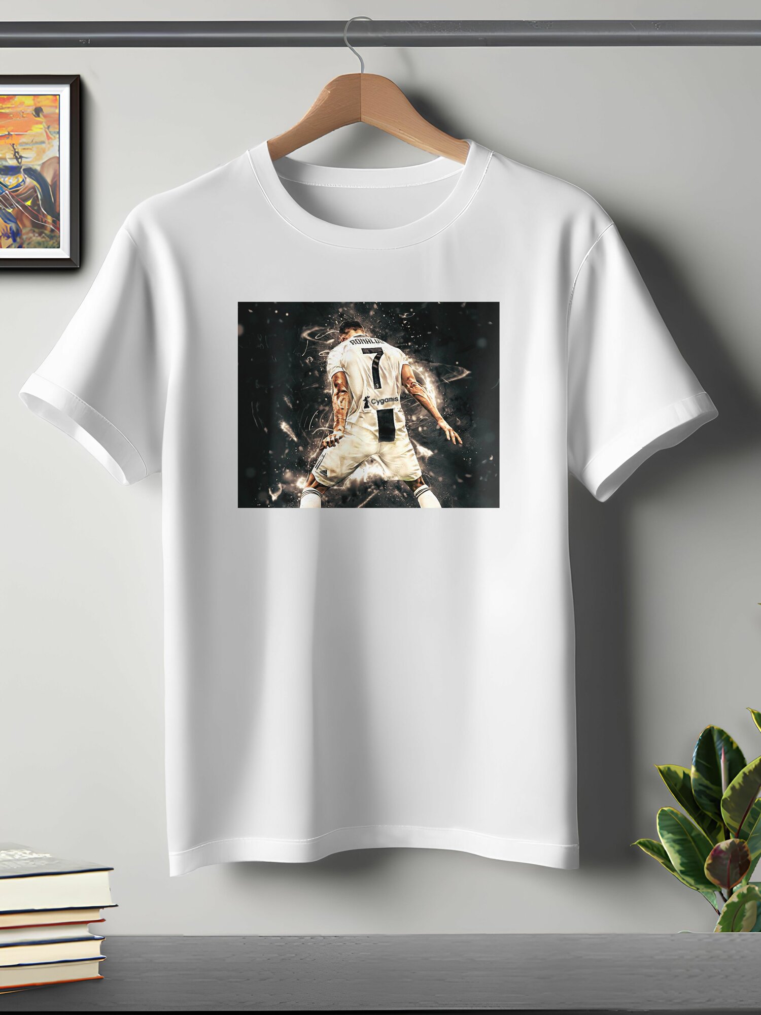 Футболка  Детская ONEQ 146 (11-12) размер с принтом Cristiano Ronaldo, белая