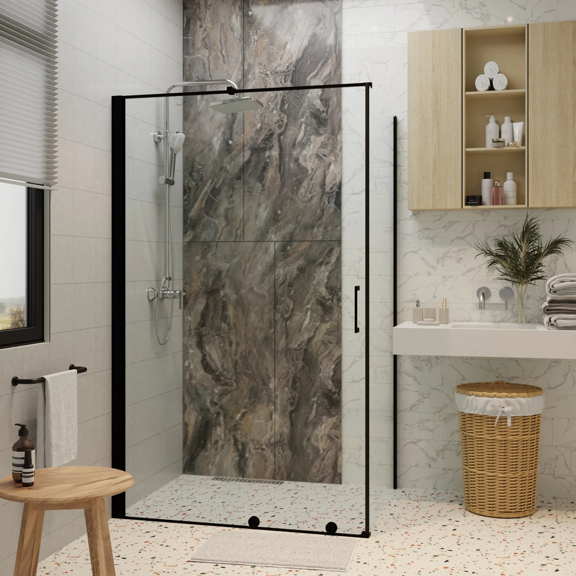 Душевой уголок Ceruttispa 120х90 PREMIATA B120-8 без поддона, стекло прозрачное, профиль черный