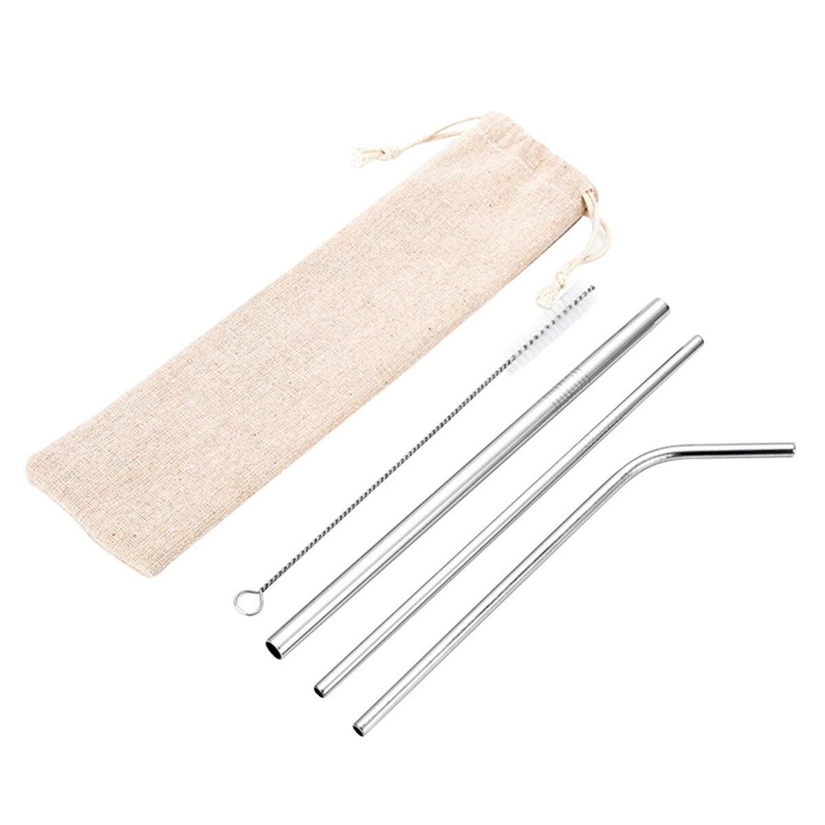 Green Home 5 шт. многоразовые прямые изогнутые трубочки для питья из нержавеющей стали с чистящей щеткой