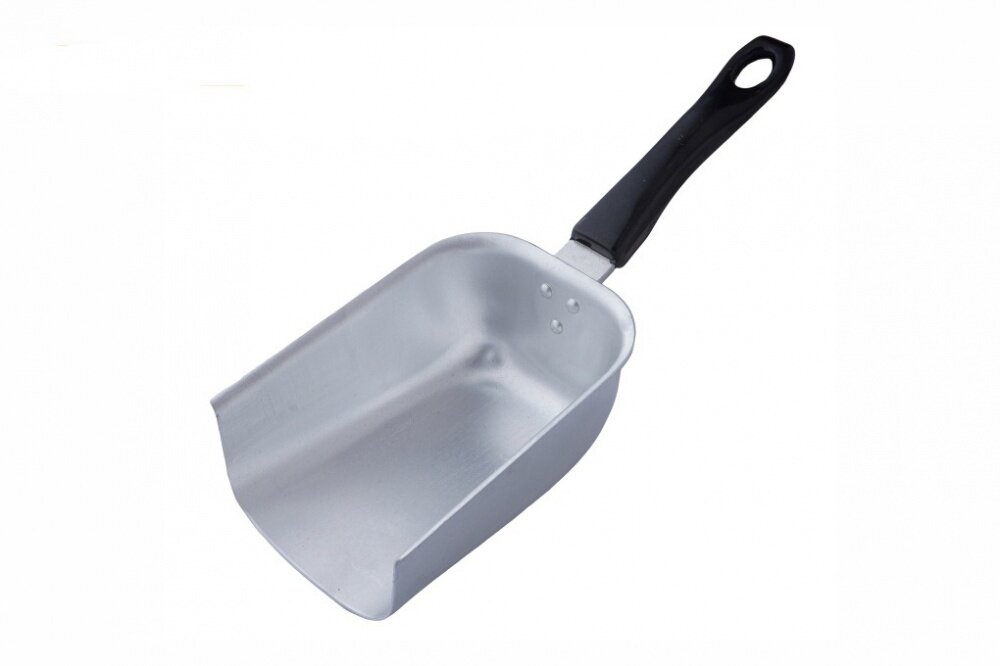 Алюминиевый совок для уборки с удобной пластиковой ручкой, компактный размер 290x110x145 мм, серебристый, прочный и легкий