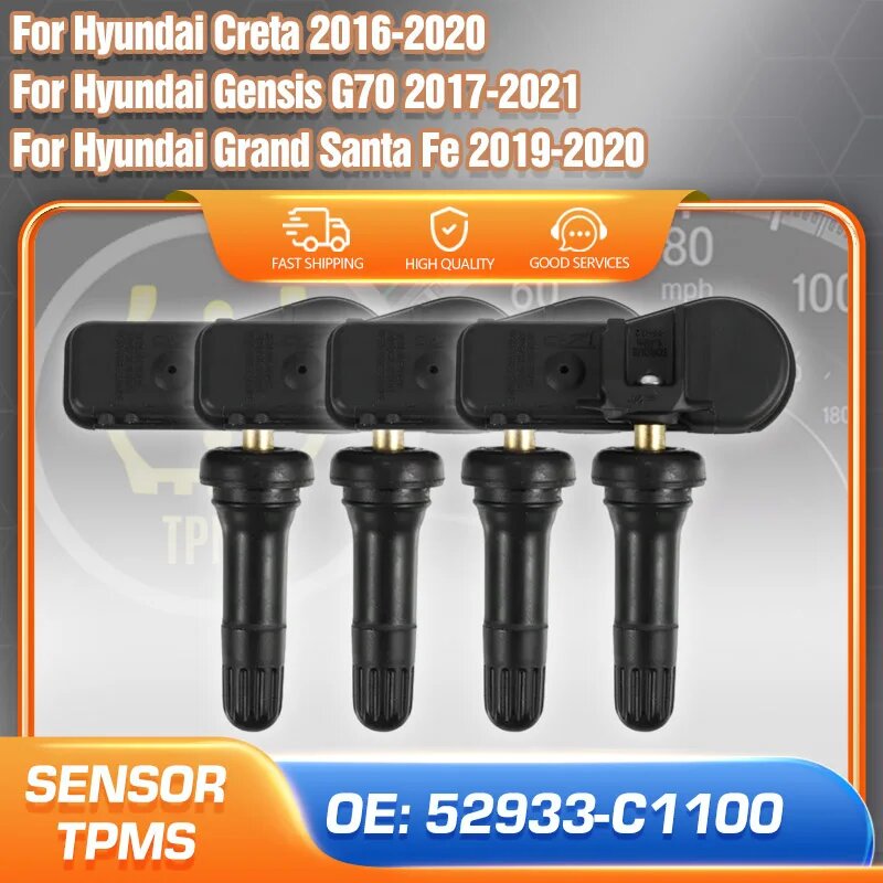 52933-C1100 Датчик давления в шинах TPMS для Hyundai Creta 2016-2020 Hyundai Gensis G70 2017-2021 Hyundai Grand Santa Fe 2019-2020 1 PC