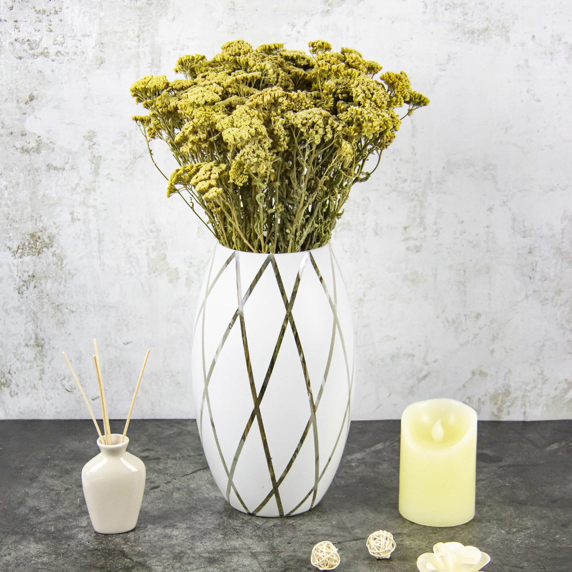 Сухоцвет тысячелистник натуральный 40 см для декора, пучок 70 грамм