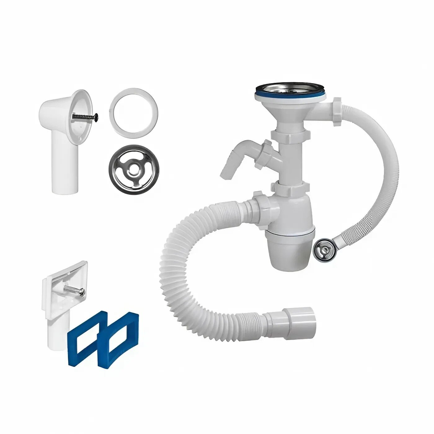 Сифон Orio Б-4511, для кухонной мойки, бутылочный, с гибким переливом