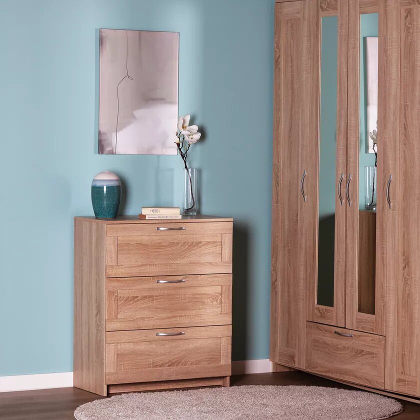 Комод "Сириус" 3 ящика, дуб сонома, ЛДСП, 78,2 см х 41,2 см х 94,6 см