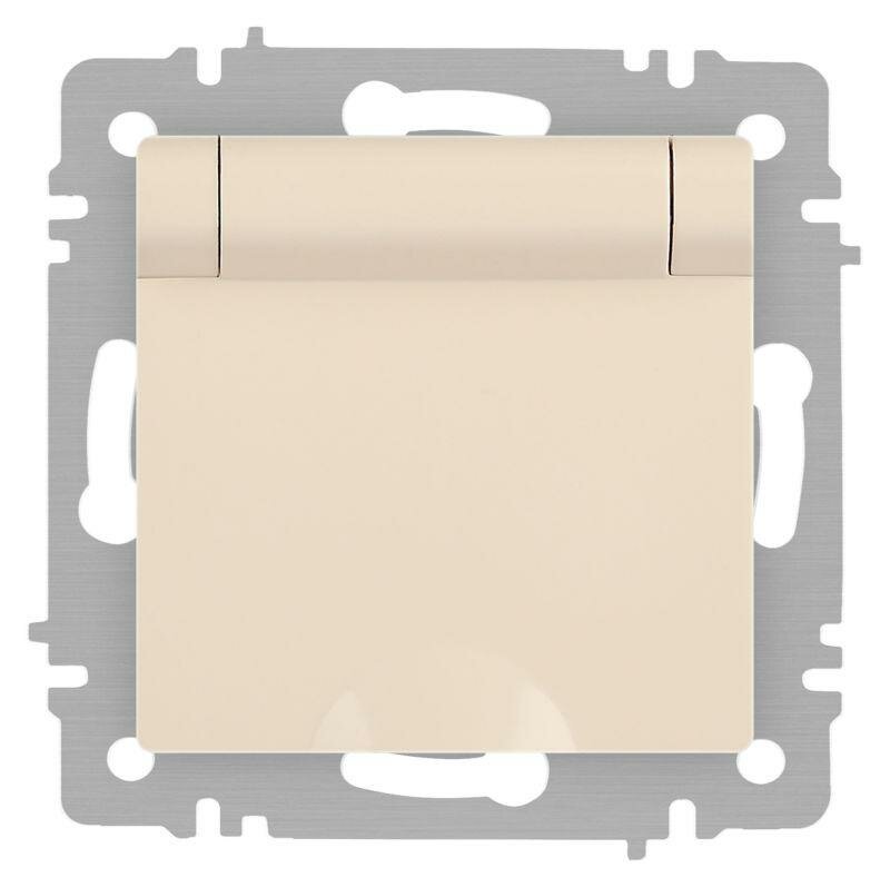 Розетка 1-м СП Accent 6-203-02 16А IP20 250В 2P+E Schuko с крышкой сл. кость Intro Б0063716