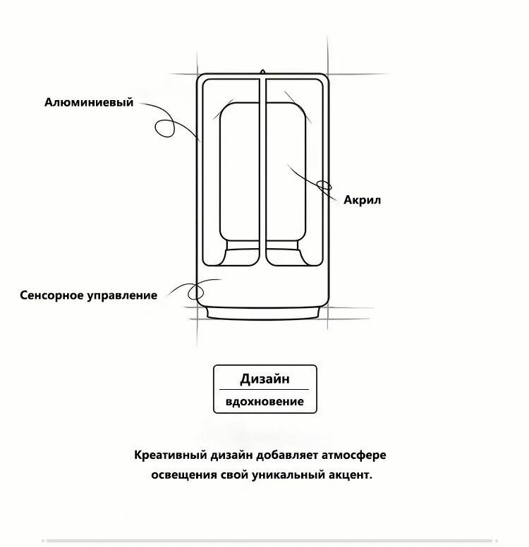 Лампа настольная, светодиодная, сенсорная, беспроводная, аккумуляторная, декоративная, прикроватный светильник led в спальню черный
