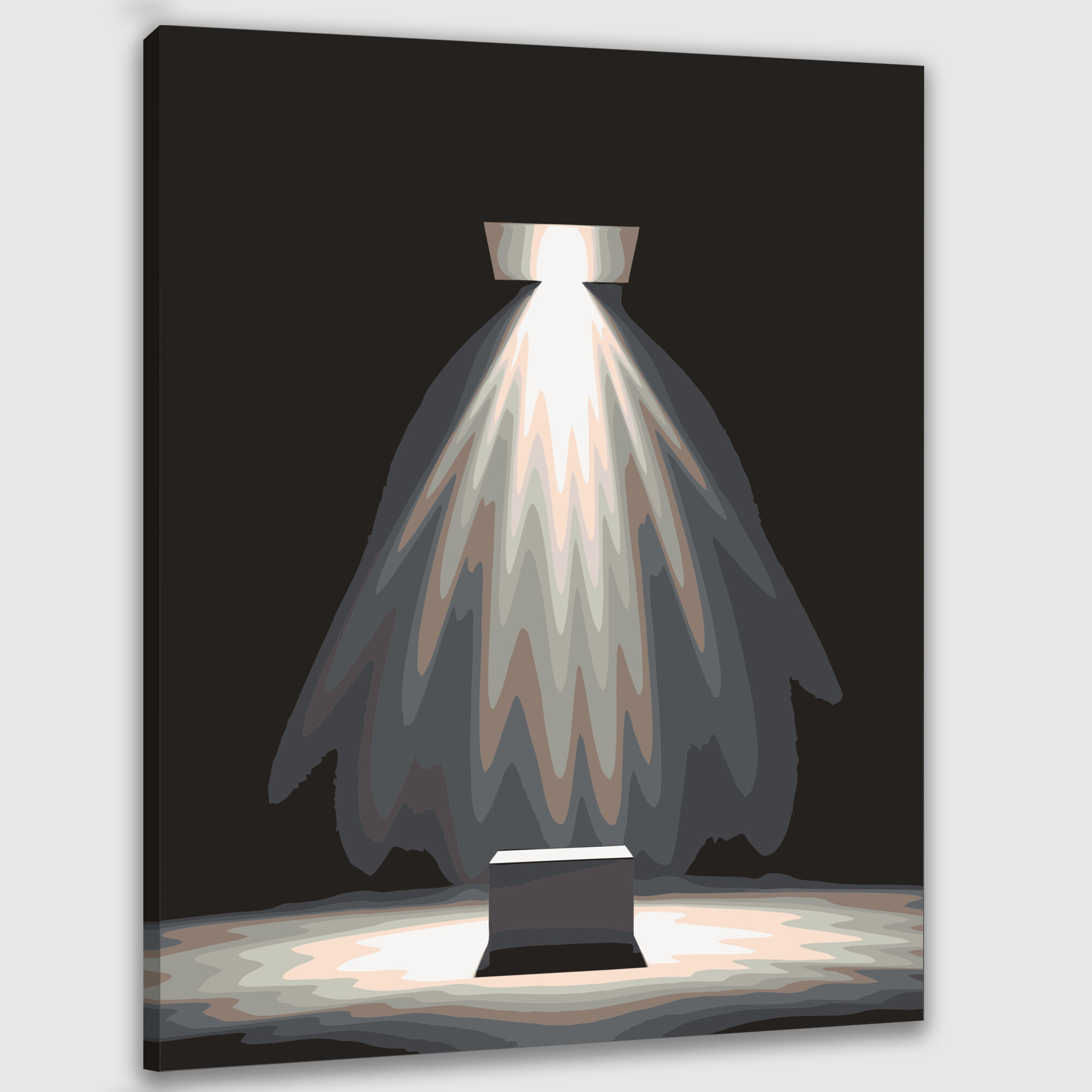 Картина по номерам 40x50 см, фотография, изящная лампа, белый пьедестал, световой луч, темнота, надежда, одиночество