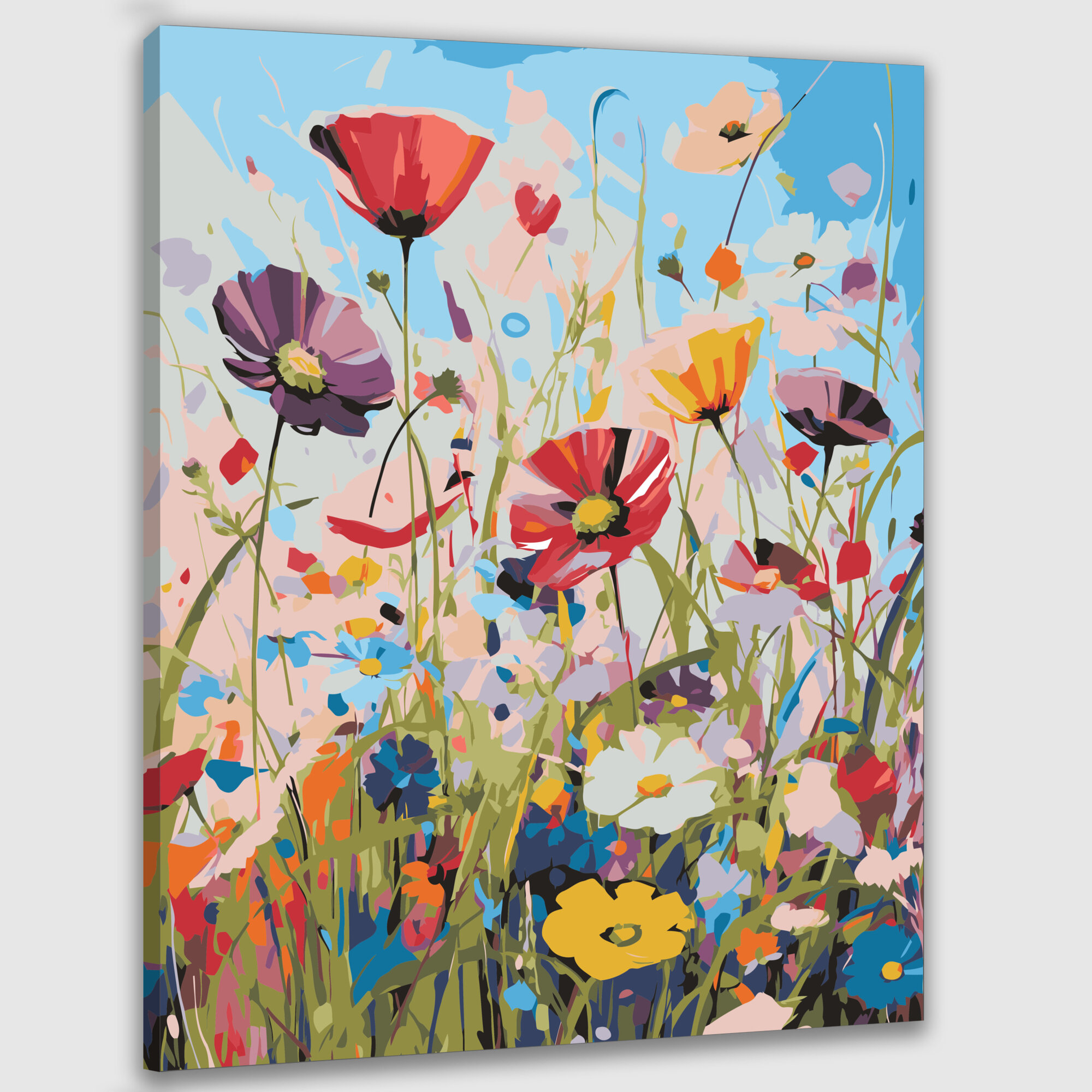Картина по номерам 40x50 см, акриловая картина, полевые цветы, пышущие цветом, жизнь, солнечный летний день