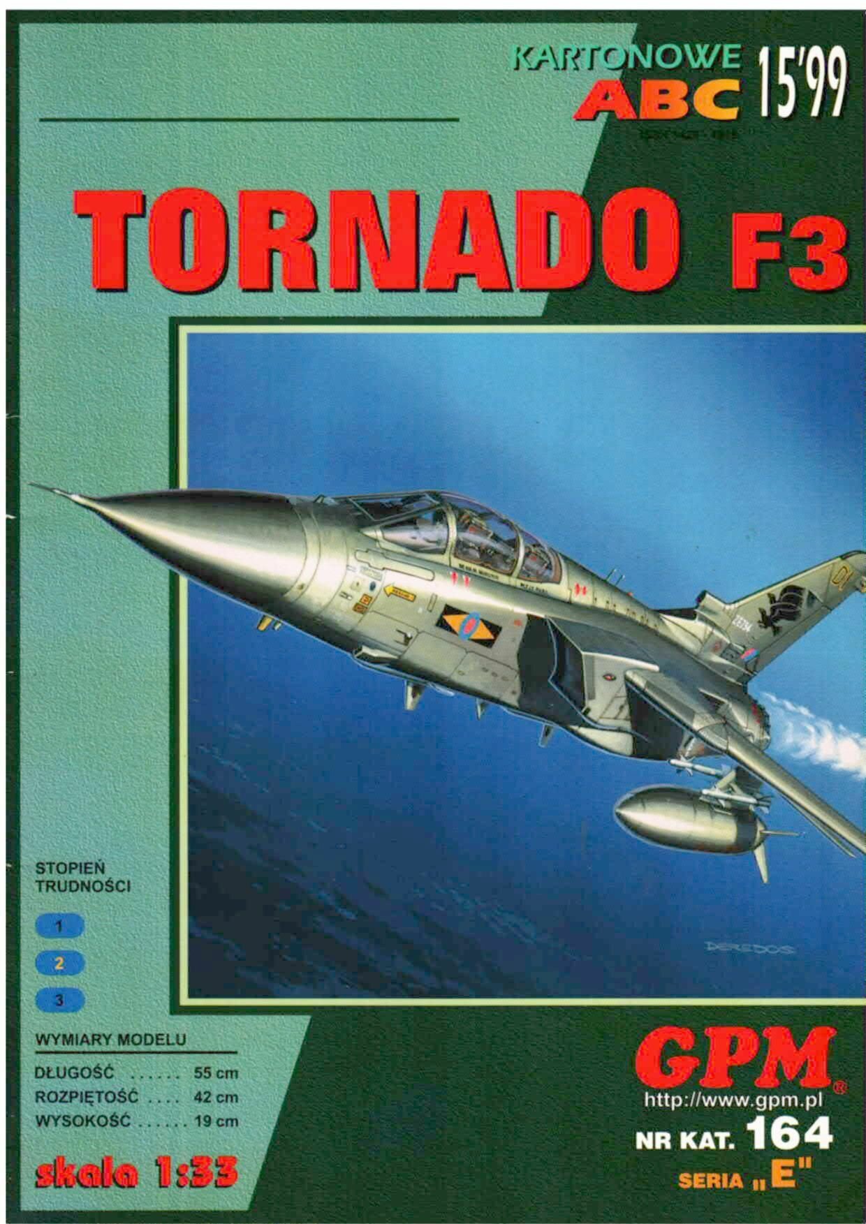 Сборная бумажная модель Самолет Tornado f3 - GPM №15/99 (Журнал)