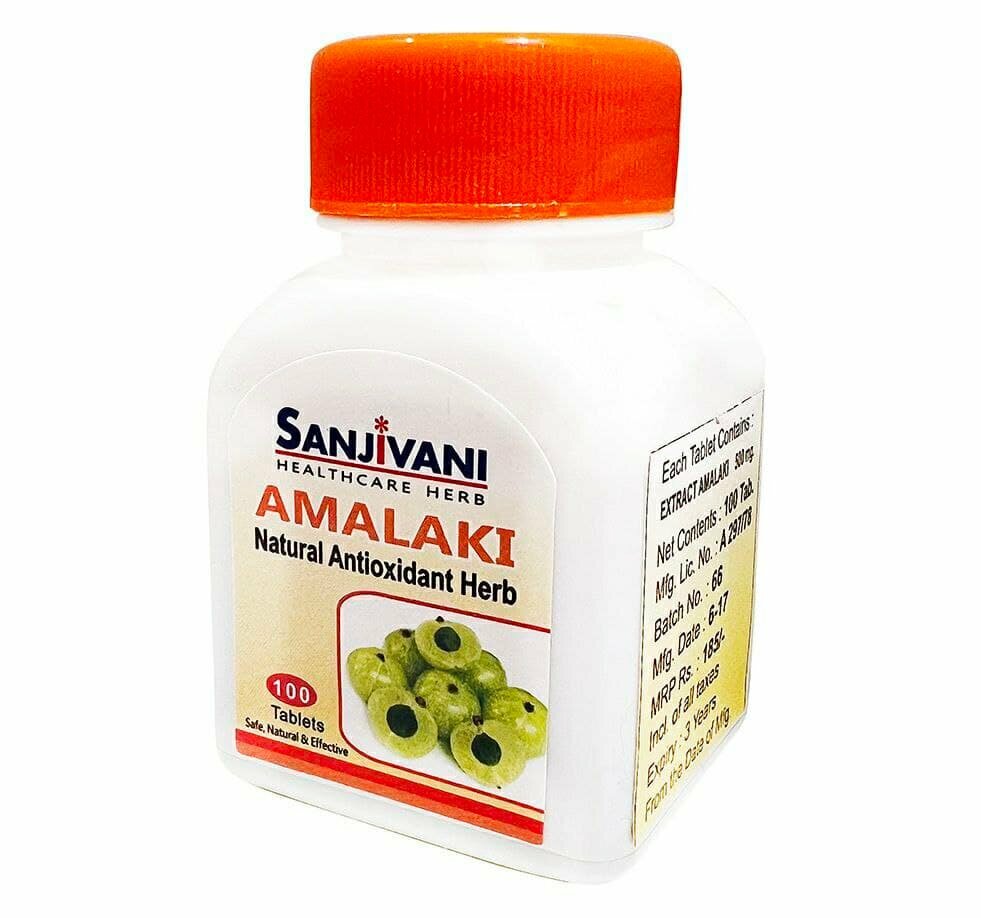 Амла Amla Амалаки Amalaki Sanjivani 100 таб. * 500 мг. антиоксидант, для роста укрепления волос