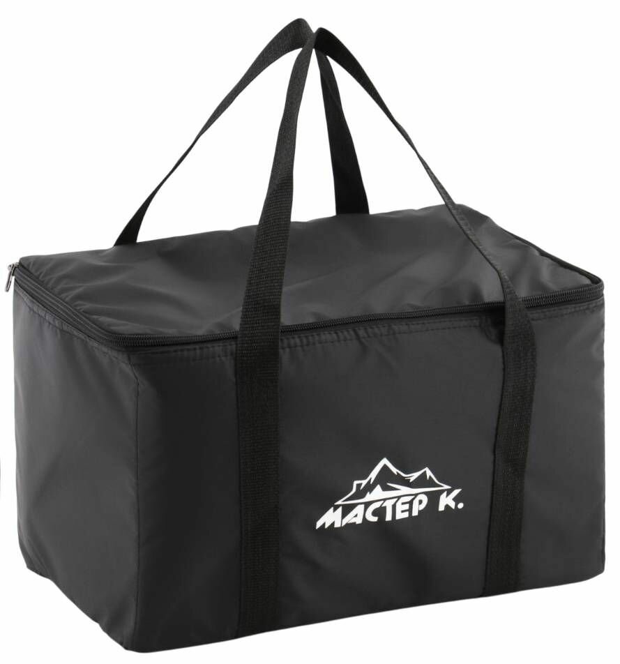 Термосумка "Мастер К." для еды, ланч боксов, обедов, большая дорожная сумка холодильник на молнии для пикника и рыбалки, 25 л, 40 х 24 х 24 см, черная