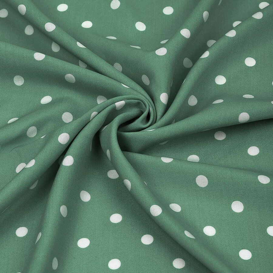 Ткань Штапель в горошек 90 г/м² 100% вискоза шир.145см TBY. Vidt.05 цв. зеленый уп.2м