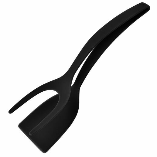 Кухонная лопатка, щипцы кулинарные 2 в 1, термопластик, черная