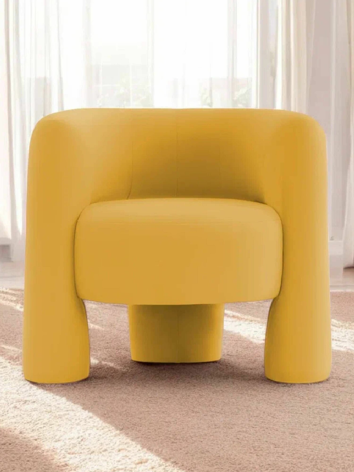 Кресло Клэр мягкое для отдыха дома велюр Jawa Yellow 15, XXL 77х77х74 см