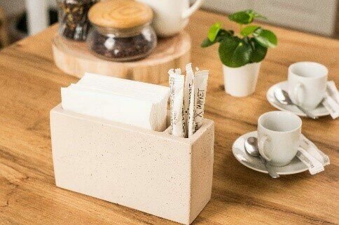 Салфетница из бетона "Combi" 18х10х6,5см белая