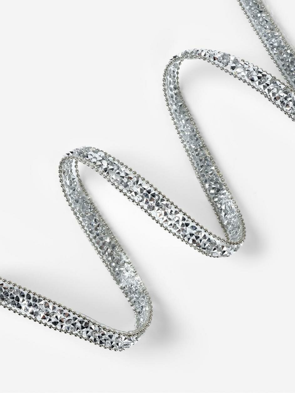 Стразы и бусины термоклеевые, ширина - 10 мм, 4.5 ± 0.5 м, цвет серебряный