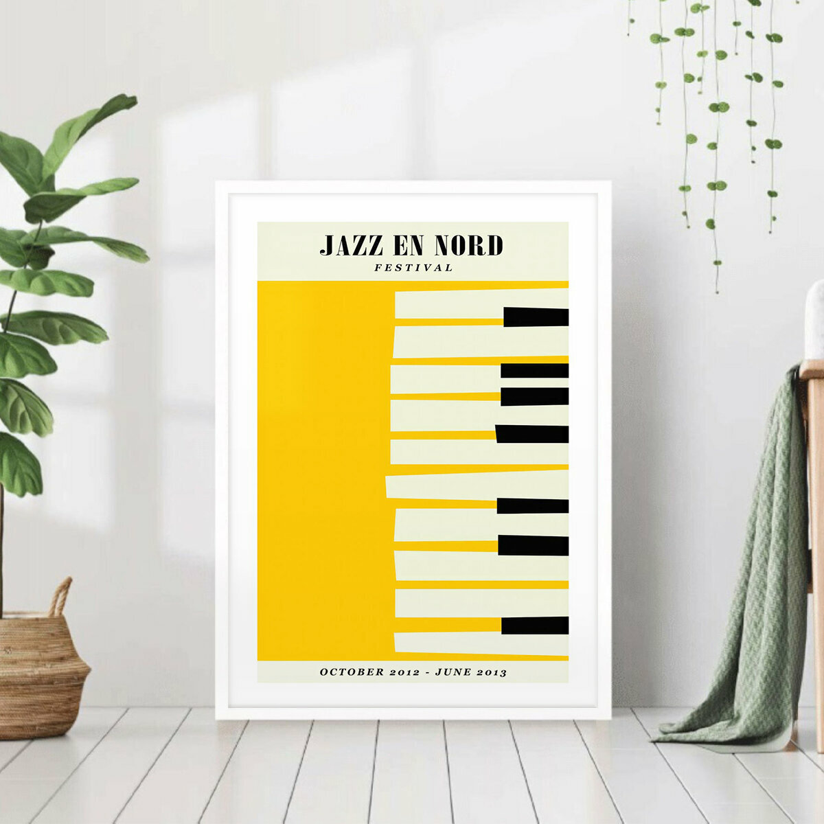 Постер "Клавиши рояля джаз" в белой рамке 40x50 см для интерьера на стену