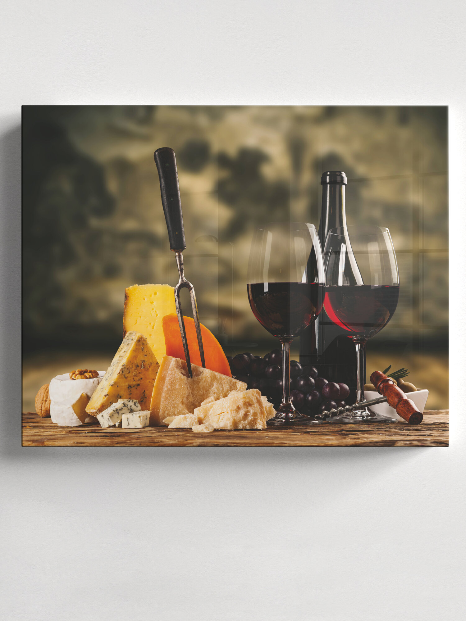 Картина Postermarket "Вино и Сыр" на стекле, цифровая печать, 40x50 см