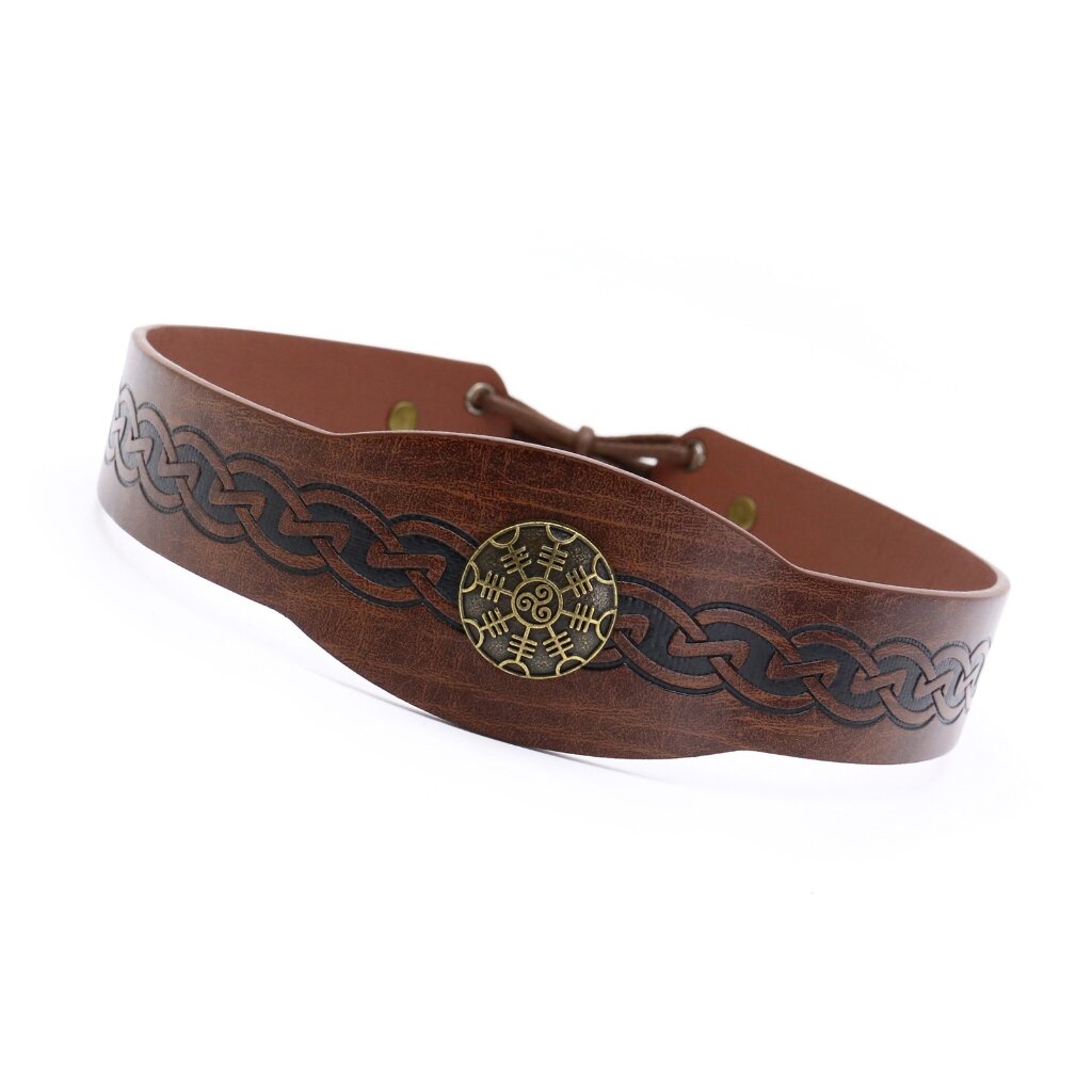 (1 шт.) Средневековая повязка на голову, кожаная повязка на голову-коричневый