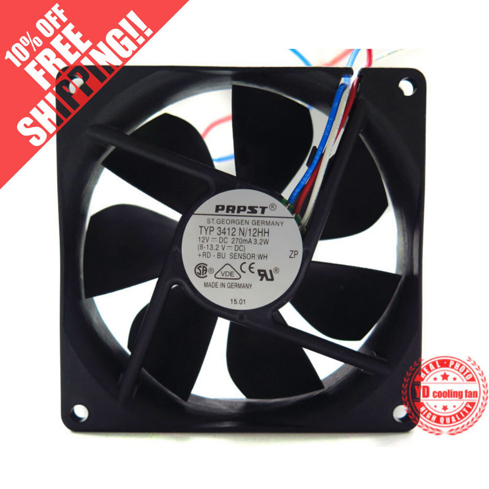 Новый FOR EBMPAPST TYP 3412N/12HH 12V 3.2W Вентилятор охлаждения
