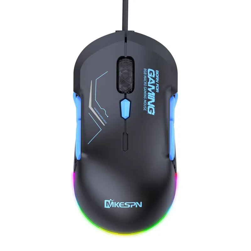 Игровая мышь Mkespn, Blue black, 12800 DPI, 10 кнопок, RGB