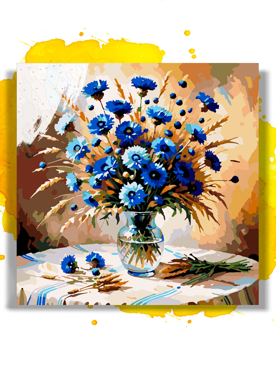 Картина по номерам на холсте Букет васильков, 40 х 40 см