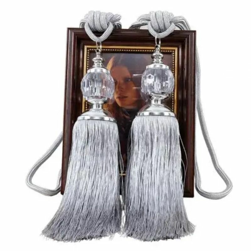 Подхваты для штор с кисточками, набор из 2 шт, пластиковые подхваты длина 66 см — стильный аксессуар для интерьера и спальни