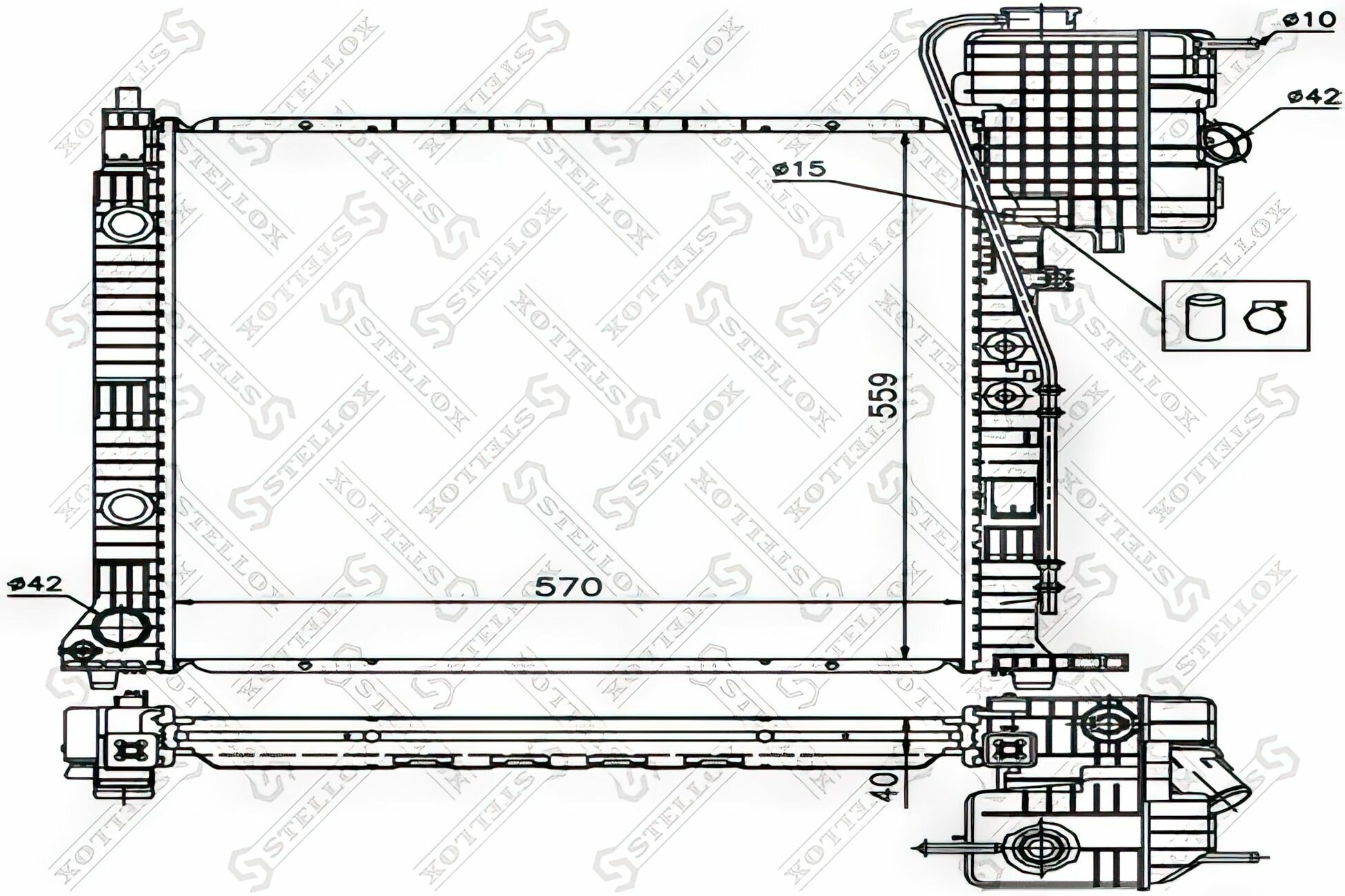 Радиатор охлаждения двигателя для Мерседес V-class, Вито 10-25872-SX STELLOX