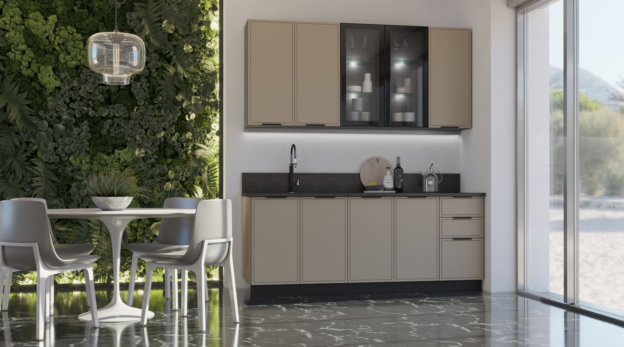 Кухня Николь 2,0/900м (Холст латте) (Кастилло темный) (Миф)