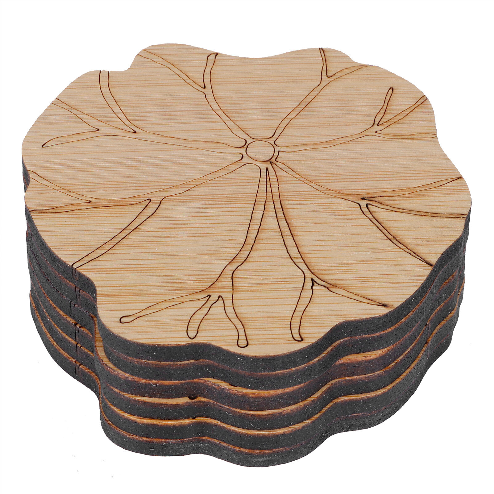 6 шт./компл, коврик для чашки, бамбуковая подставка, теплоизолированная подставка для чашки, посуда для напитков, настольный аксессуар, тип листа лотоса