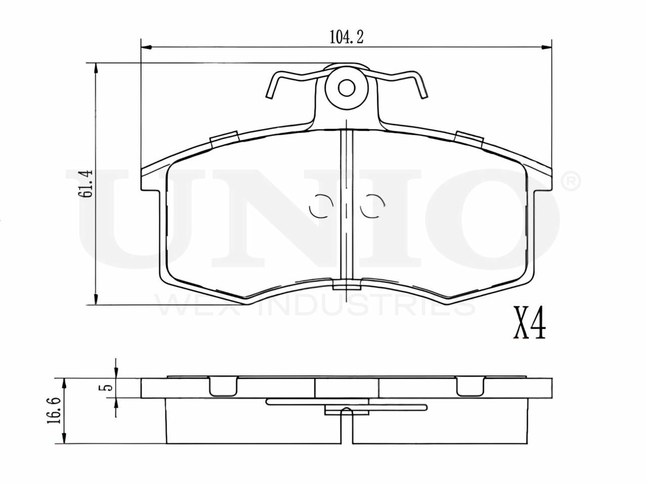 Колодки тормозные дисковые передние, для Лада Гранта 14-, Калина I, II 12-, 2105 81-, Lada Granta Kalina 81- артикул BRP-20277 производителя UNIO