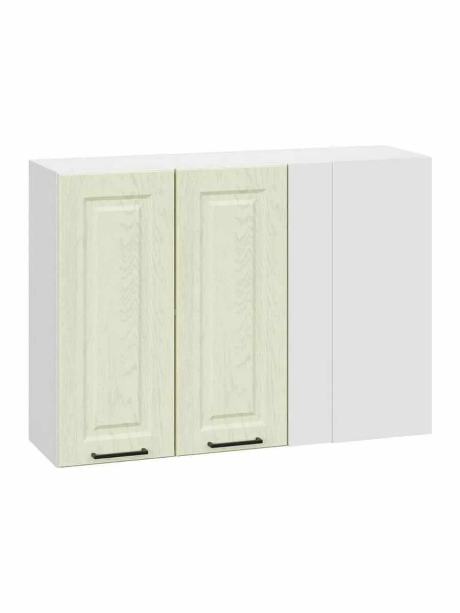 Кухонный модуль навесной, шкаф угловой Шервуд с доводчиками, с полками, 100х29.6х72 см, Белый / Дуб кремовый матовый