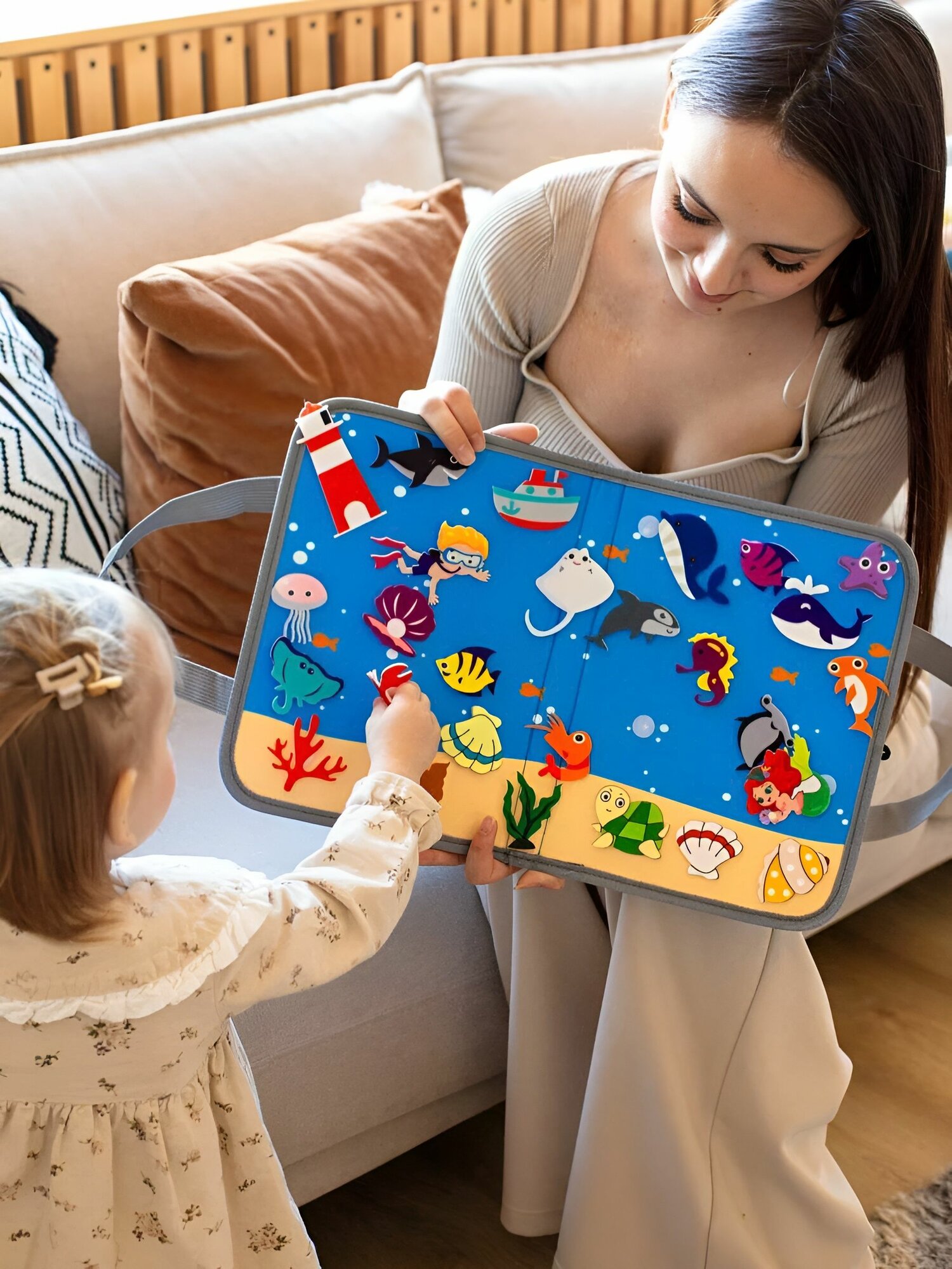 Папка из фетра с игрушками на липучках Морские жители