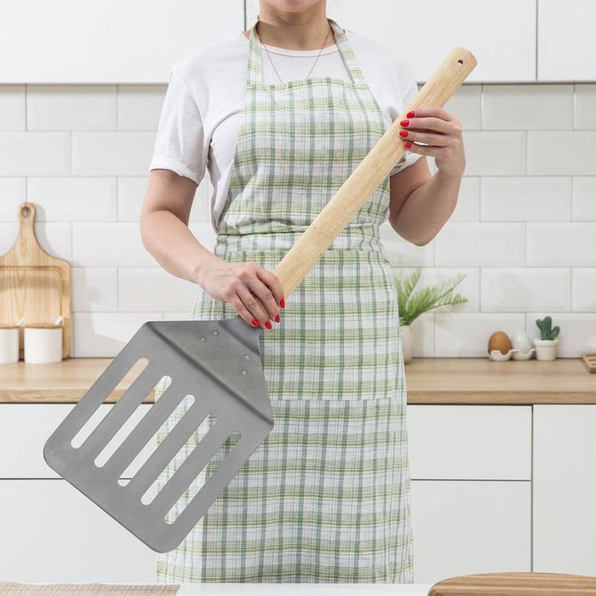 Лопата для пиццы SKYPHOS, нержавеющая сталь/дерево, 84 см, хромированный