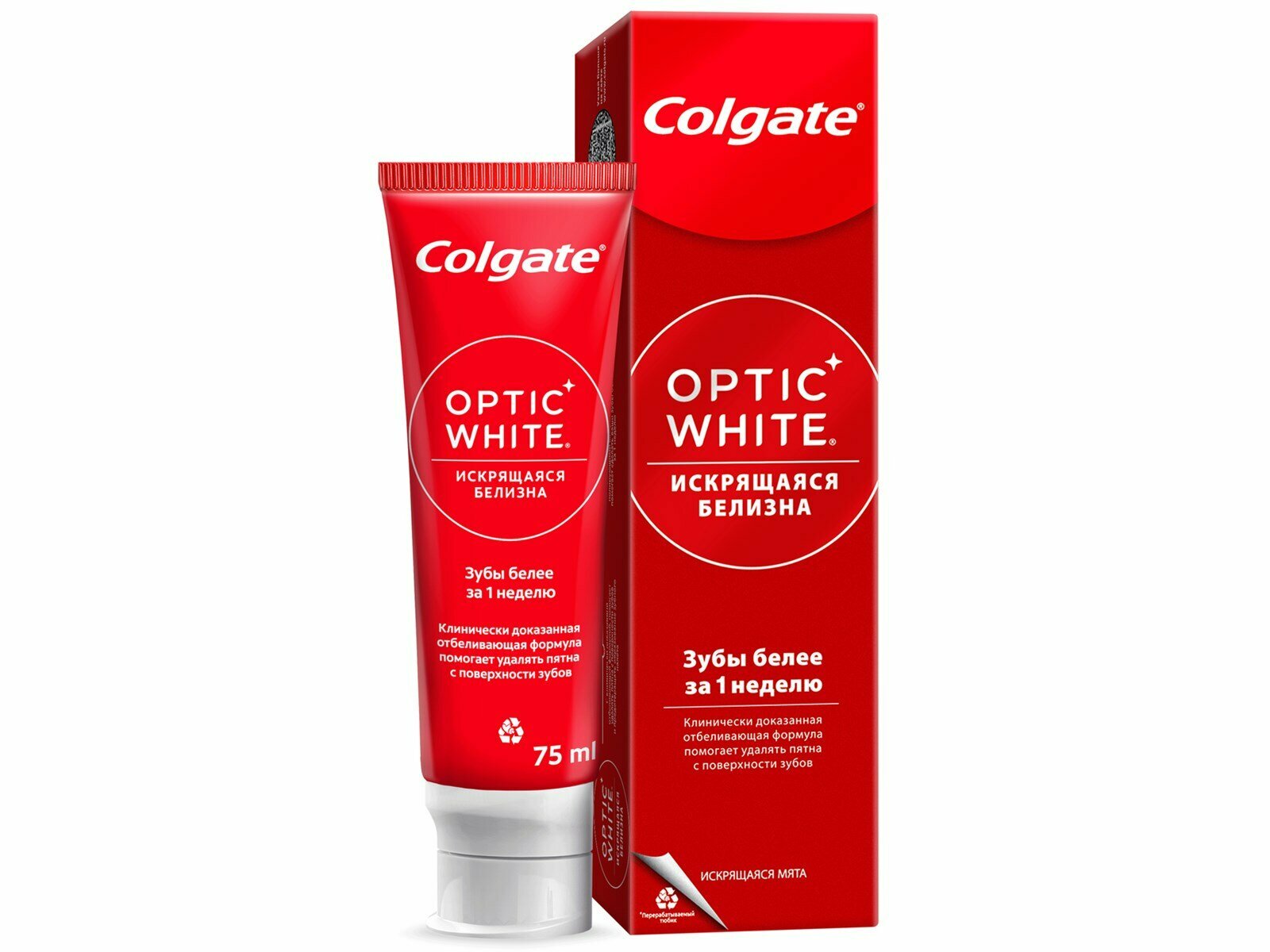 Зубная паста Colgate Optic White Искрящаяся мята отбеливающая, 75мл, (3 шт)