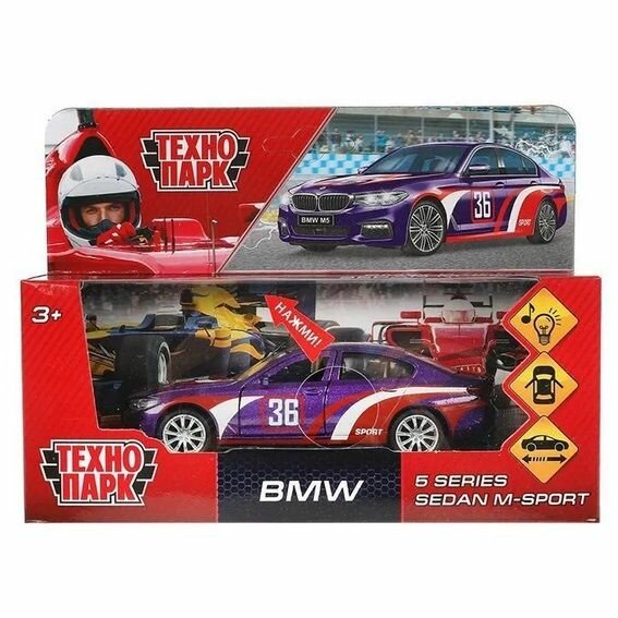 Машина металлическая, BMW 5-er sedan m-sport, 12 см, свет-звук, 3+