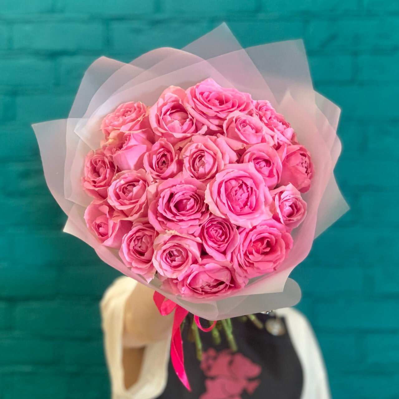 Букет из 21 розовой розы