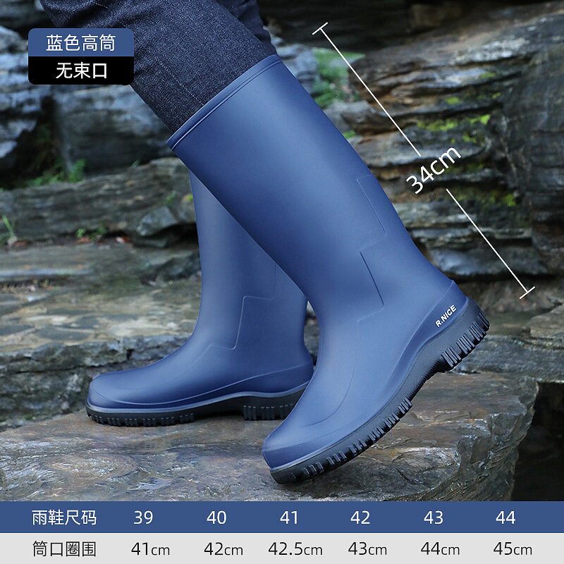 Мужские резиновые сапоги Bemei, высокие водонепроницаемые ботинки, нескользящие рыболовные бахилы, водонепроницаемые сапоги с флисовой подкладкой, хлопковые чехлы, силиконовые сапоги, мужские резиновые сапоги
