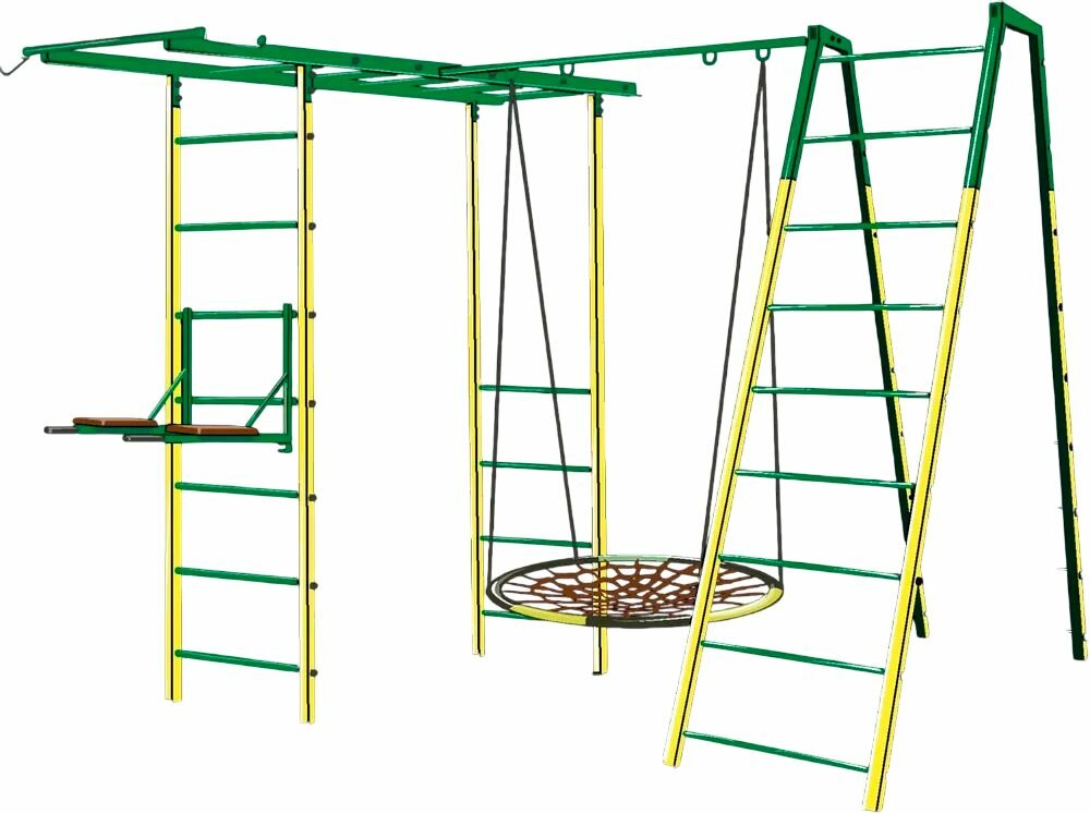 Уличный комплекс RealTurnik "Семейный 4.2", металл, нагрузка 200кг, цвет зеленый