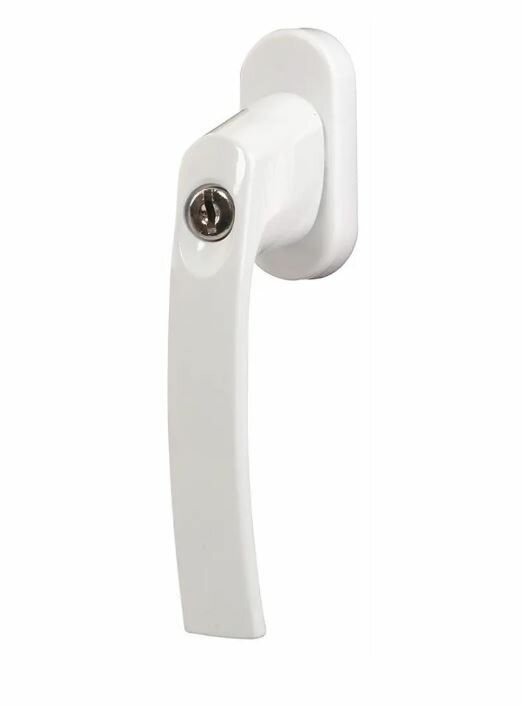 Ручка для окна, с замком, односторонняя, белая, пластик, 38 см