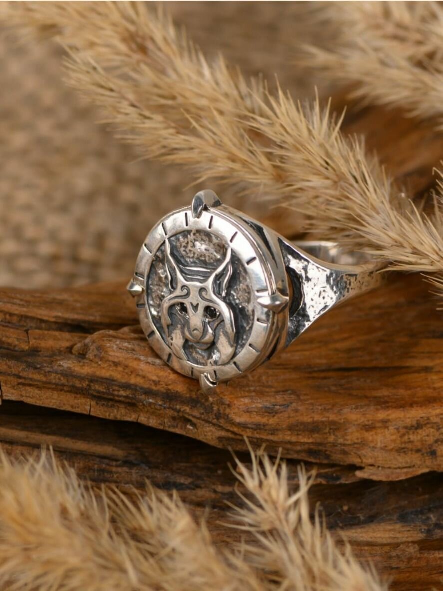 Перстень, серебро, 925 проба, чернение, сапфир