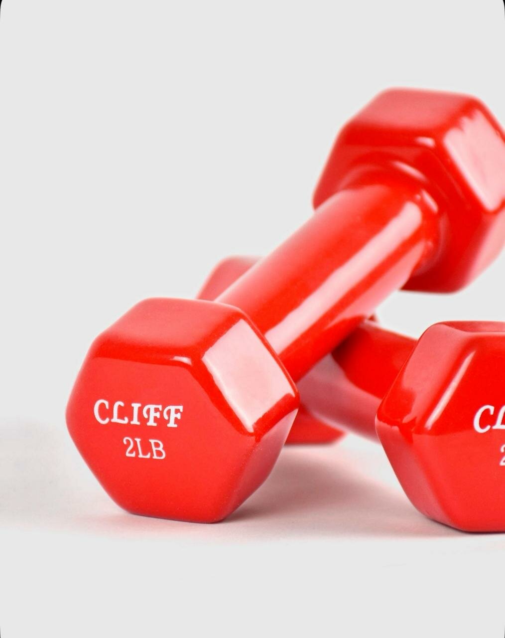 Гантель цельнолитая CLIFF, обрезиненная ≈1,0 кг 2LB, гантели для фитнеса.