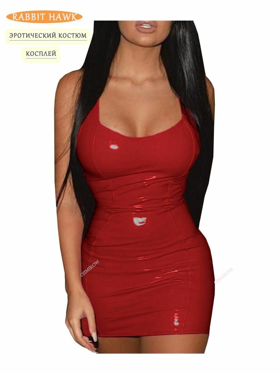 Платье эротическое "Гоу-Гоу", латекс, открытая спина, молния, размер L, красное