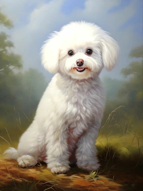 Алмазная картина "французский пудель" алмазная огранка 40х50 см,40X50CM, белый