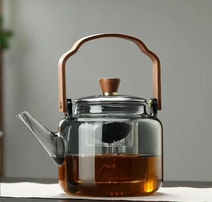Чайник заварочный "дымчатое стекло"Чайный набор с термостойким стеклянным чайником – комплект , 1200 мл