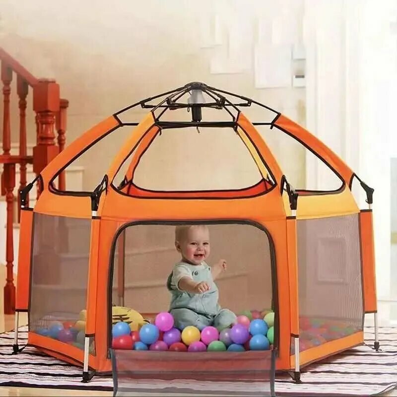 Палатка детская игровая, манеж детский для улицы и дома，Не требует установки /складывается/ защищен от комаров