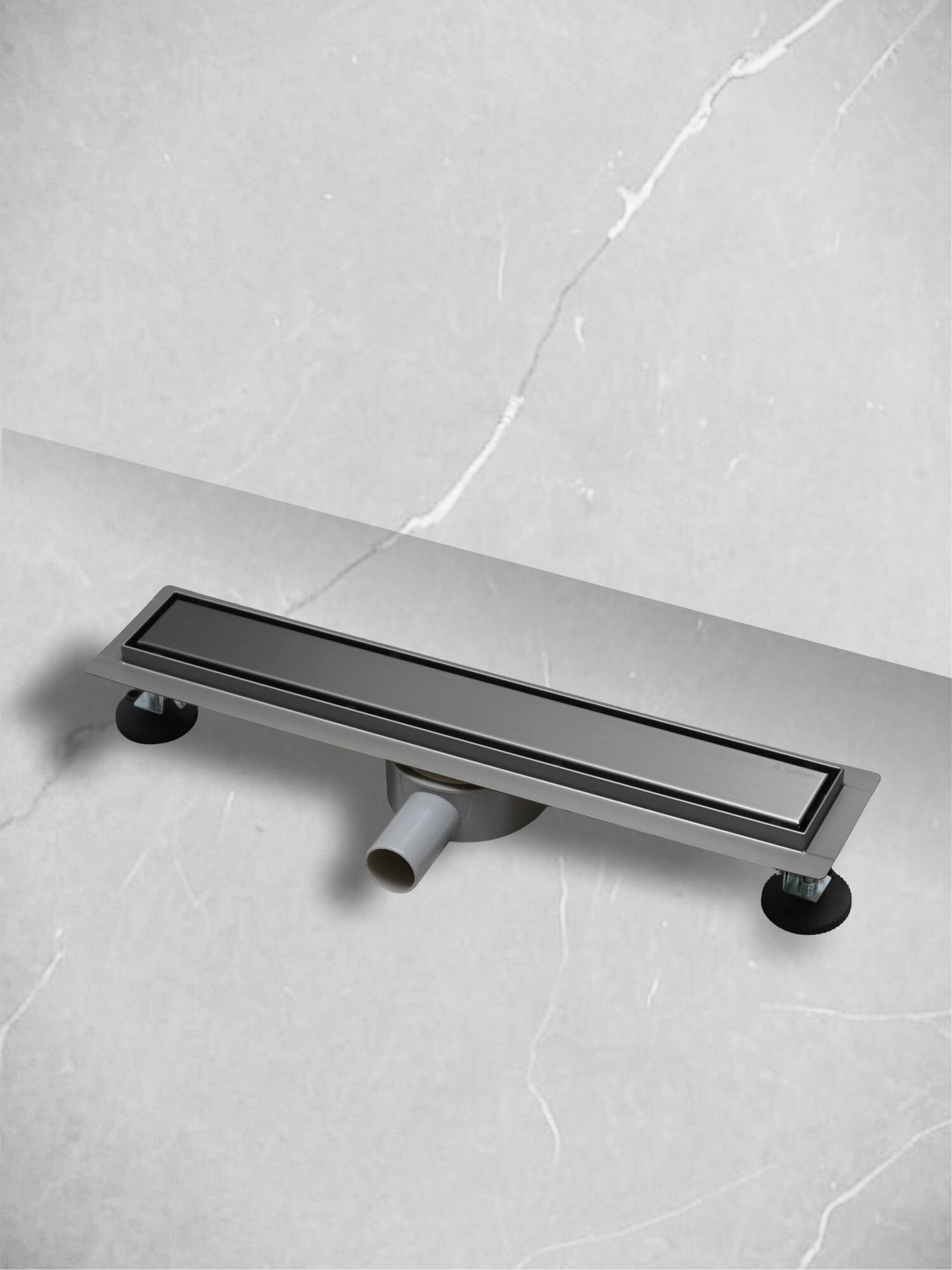 Трап для душа в полу под плитку, слив для душа широкий 600 мм, оружейная сталь